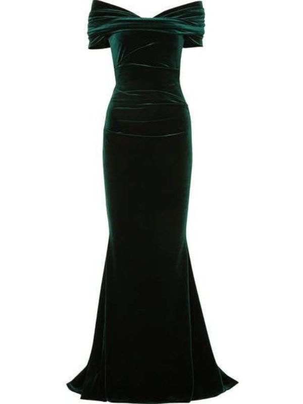 Talbot Runhof Bobonne Off-the-shoulder Ruched Stretch-velvet Gown ...